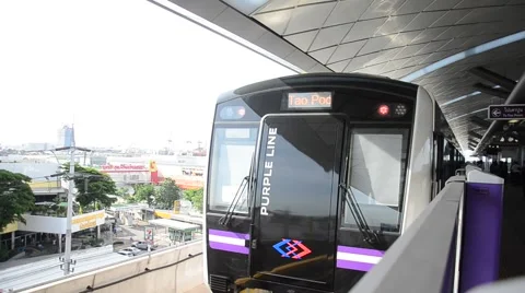 MRT Purple Line at Bangyai station runni... | Stock Video | Pond5