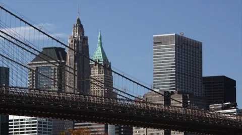 MS Brooklyn Bridge with downtown skyline... | Stock Video | Pond5