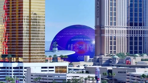 MSG Sphere U2 Las Vegas graphic 4k 60 FP... | Stock Video | Pond5