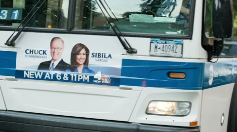 MTA bus makes left turn in Manhattan New... | Stock Video | Pond5