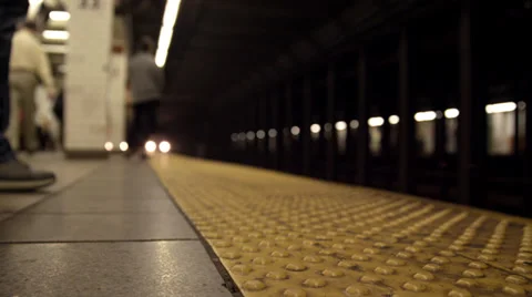 MTA Subway Train Station Platform in New... | Stock Video | Pond5