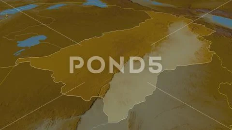 Muchinga, Zambia. Topographic relief map with surface waters: Graphic ...