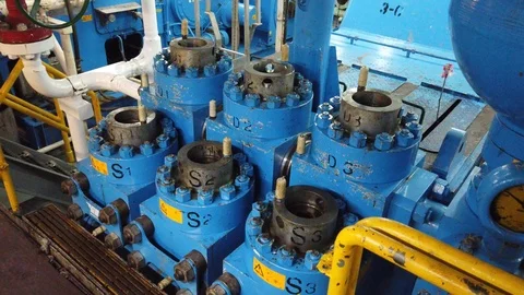 Mud pit room at an offshore drilling rig | Stock Video | Pond5