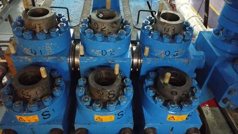 Mud pit room at an offshore drilling rig | Stock Video | Pond5