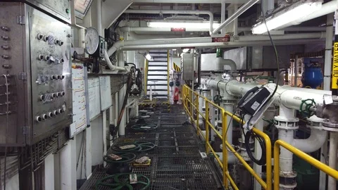 Mud pit room at an offshore drilling rig | Stock Video | Pond5