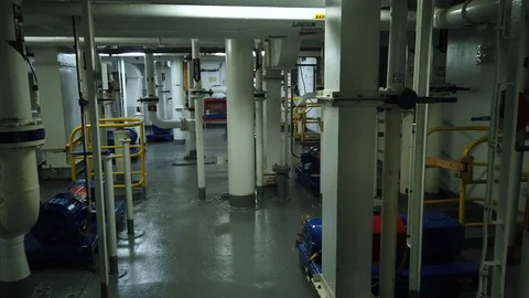 Mud pit room at an offshore drilling rig | Stock Video | Pond5