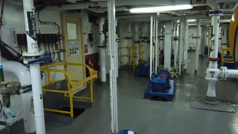 Mud pit room at an offshore drilling rig | Stock Video | Pond5