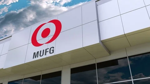 MUFG logo on the modern building facade.... | Stock Video | Pond5