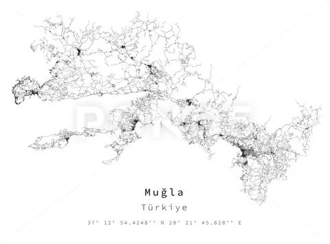 Mu?la, Turkey,accurate map, detail Streets Roads Map: Graphic #276656461