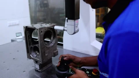The multi-axis,CMM probe measure dimensi... | Stock Video | Pond5
