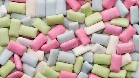 Multi color chewing gum top view, rotati... | Stock Video | Pond5
