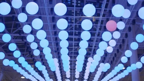 multi-colored balls on the ceiling move ... | Stock Video | Pond5