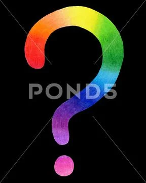 Multi-colored gradient question mark on a black background illustration ...