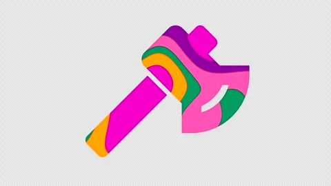 Multi-colored icon axe with colored spot... | Stock Video | Pond5