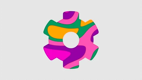 Multi-colored icon cog with colored spot... | Stock Video | Pond5