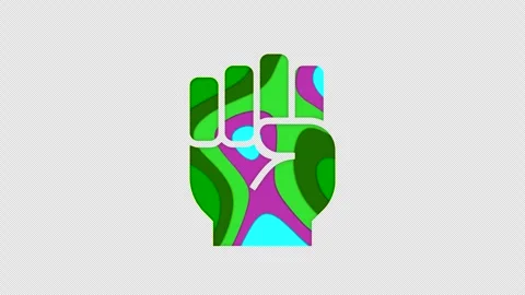 Multi-colored icon fist raised with colo... | Stock Video | Pond5