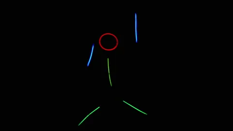 Multi-colored neon man dancing in the da... | Stock Video | Pond5
