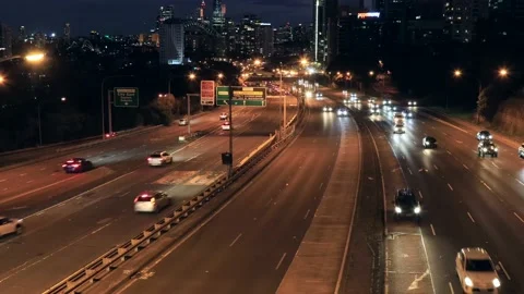 Multi-lane busy motorway highway in Sydn... | Stock Video | Pond5