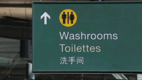 Multi Language Airport Washroom Signage ... | Stock Video | Pond5