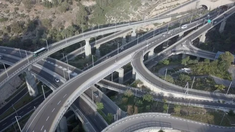 Multi level Highway interchange with tra... | Stock Video | Pond5