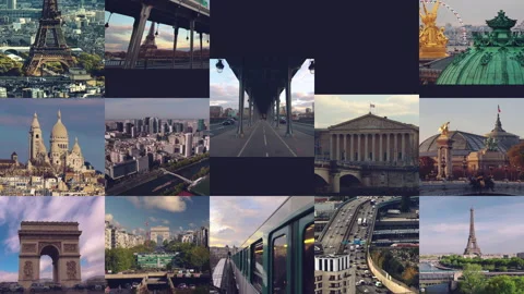 Multi Screen Collage of Paris time lapse... | Stock Video | Pond5