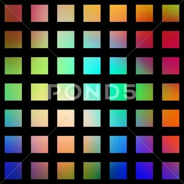 Multicolored graduated square blocks on a black background ...