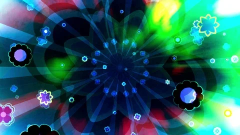 Multicolored retro flowers looping anima... | Stock Video | Pond5