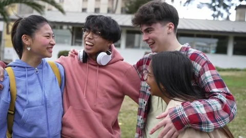 Multicultural group of teenager gen z fr... | Stock Video | Pond5