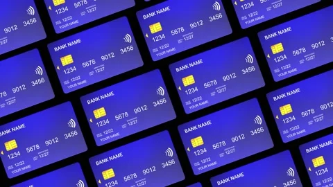 Multiple blue bank cards with a chip mov... | Stock Video | Pond5