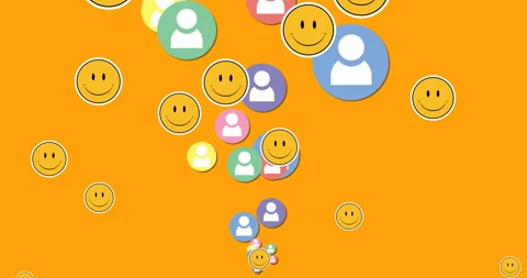 Multiple face emoji and profile icons fl... | Stock Video | Pond5