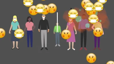 Multiple face emojis falling over people... | Stock Video | Pond5