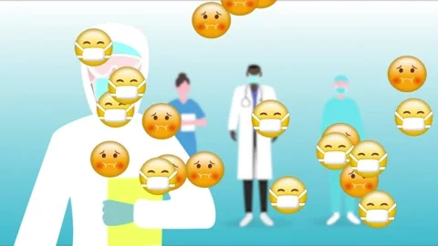 Multiple face emojis falling over medica... | Stock Video | Pond5