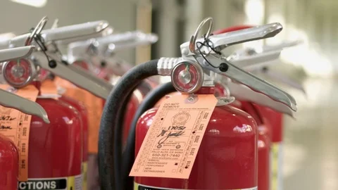Multiple Fire Extinguishers in a Row in ... | Stock Video | Pond5