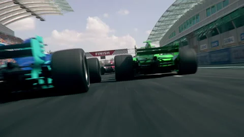 Multiple formula one race cars driving a... | Stock Video | Pond5