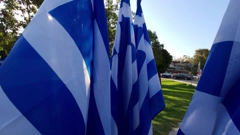 Multiple Greek Flags Waving in the Wind ... | Stock Video | Pond5