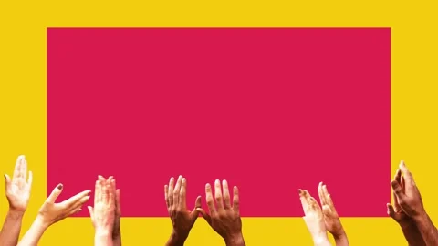 Multiple Hands Clapping on Yellow Red Ba... | Stock Video | Pond5