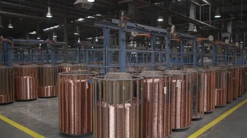 Multiple Large Copper Spools in Cable Fa... | Stock Video | Pond5