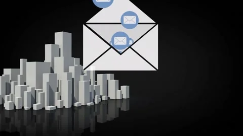 Multiple message icons floating over 3d ... | Stock Video | Pond5