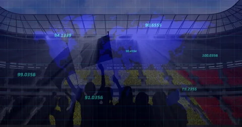 Multiple numbers floating over world map... | Stock Video | Pond5