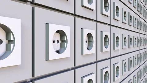 Multiple power sockets on the wall. Loop... | Stock Video | Pond5