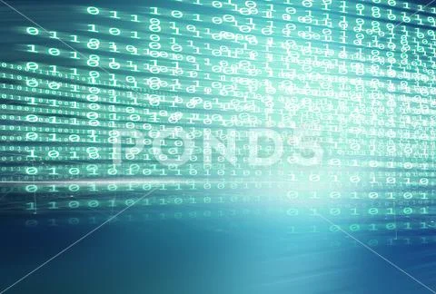 Multiple rows of digital binary codes blue theme background concept ...