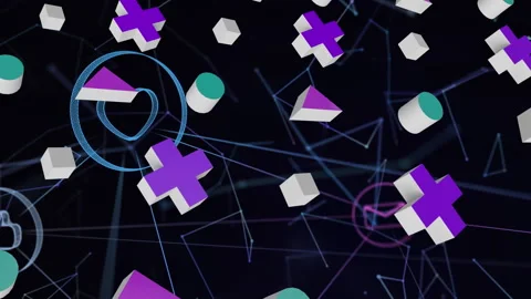 Multiple shapes against black background | Stock Video | Pond5