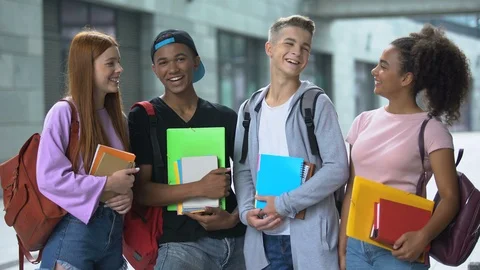 Multiracial high-school students with bo... | Stock Video | Pond5