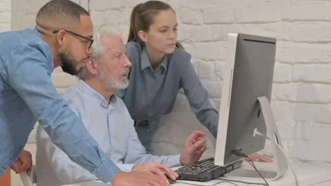 Multiracial Team Working on Computer in ... | Stock Video | Pond5