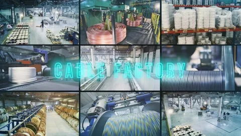 Multiscreen cable factory. Factory cable... | Stock Video | Pond5