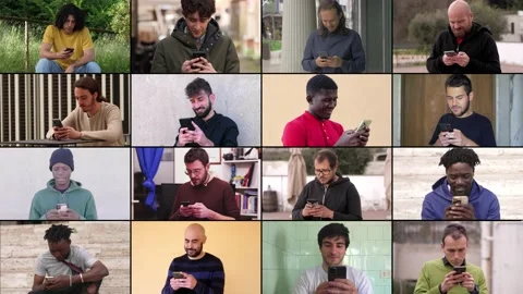Multiscreen of people using mobile phone... | Stock Video | Pond5