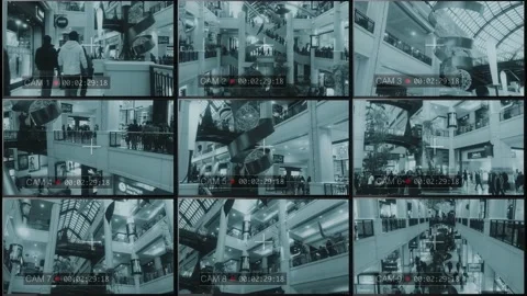 Multiscreen Shopping Mall Surveillance C... | Stock Video | Pond5