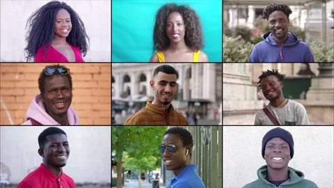 Multiscreen of smiling happy african peo... | Stock Video | Pond5