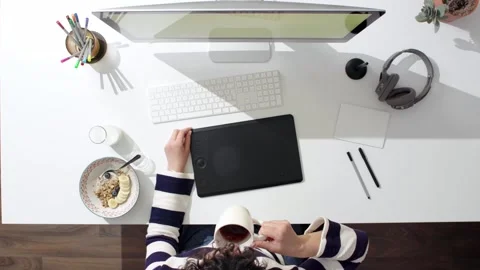 Multitasking digital artist working at h... | Stock Video | Pond5