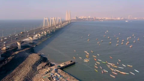 Mumbai, India, Worli sea link bridge, 4k... | Stock Video | Pond5